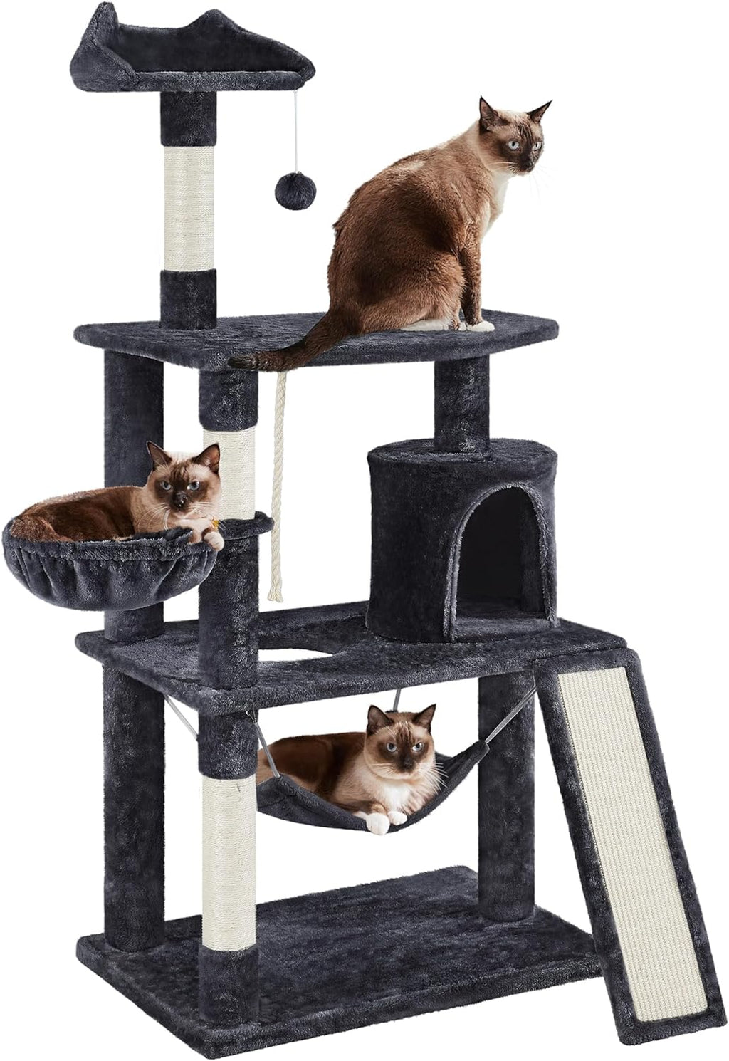 63.5In Multi-Level Cat Tree Tower Condo with Scratching Posts, Platfor ...