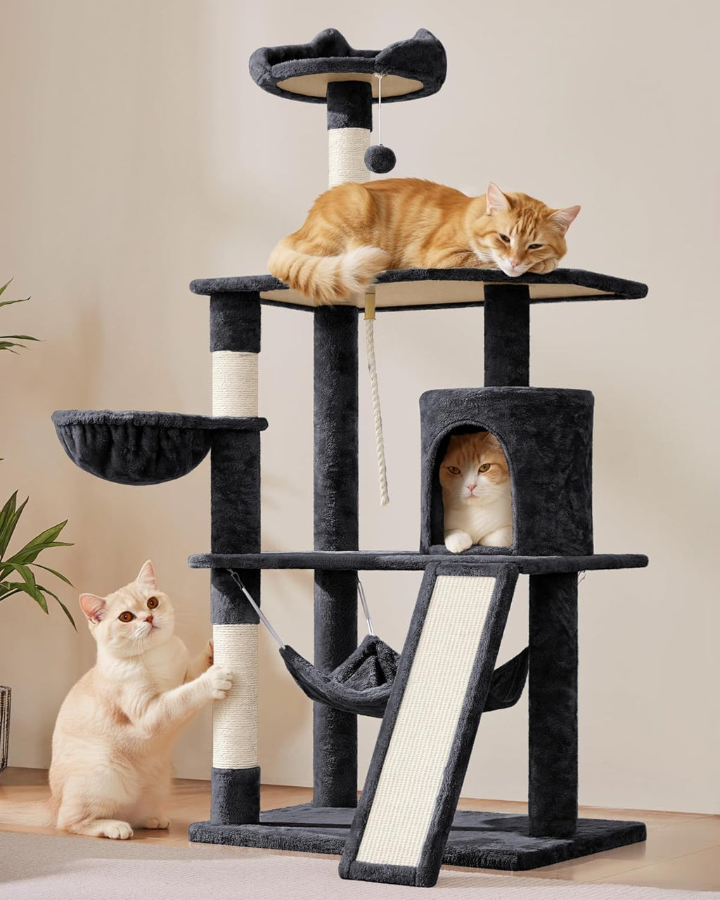 63.5In Multi-Level Cat Tree Tower Condo with Scratching Posts, Platfor ...